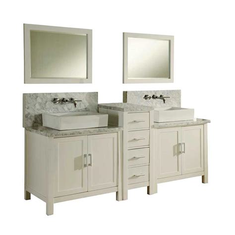 Direct Vanity Sink Horizon Premium 84 In Double Vanity In Pearl White