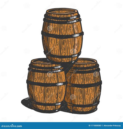 Wine Beer Barrels Sketch Vector Illustration Stock Vector