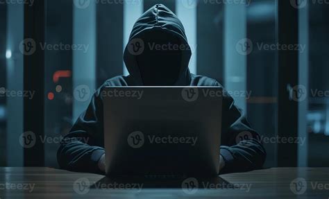 Fashionable Anonymous Hacker Typing Computer Laptop Cybercrime Cyberattack Dark Web Concept