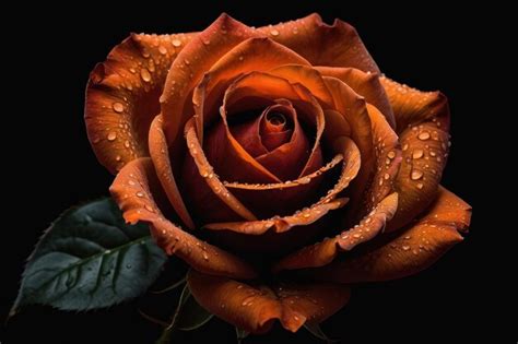 Dewkissed Orange Rose On A Dark Background Premium Ai Generated Image