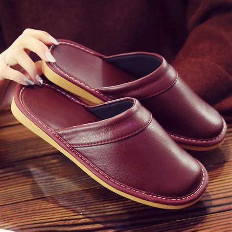 New Arrival Classic Faux Leather Slippers Female Mules Waterproof