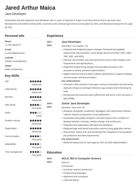 Best Java Developer Resume Examples For 2025