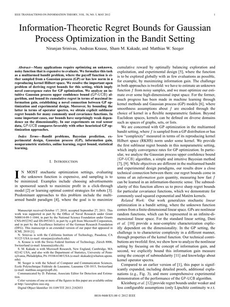 PDF Information Theoretic Regret Bounds For Gaussian Process