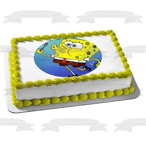 Spongebob Squarepants Blowing Bubbles Edible Cake Topper Image