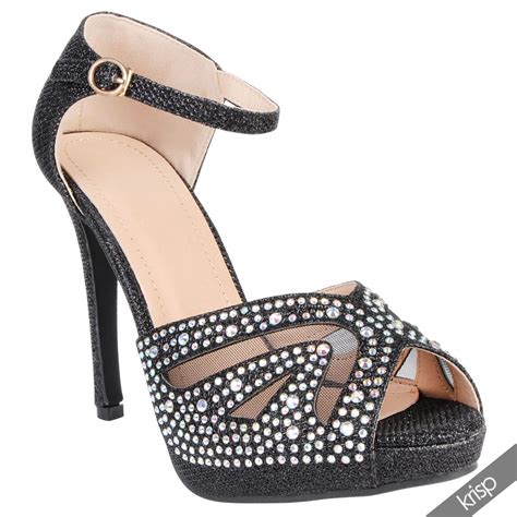 Women Platform Ankle Strap Mesh Peep Toe High Heels Stiletto Sandals