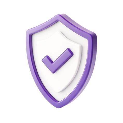 3d Purple Shield Icon With Check Mark Security Safety Approved