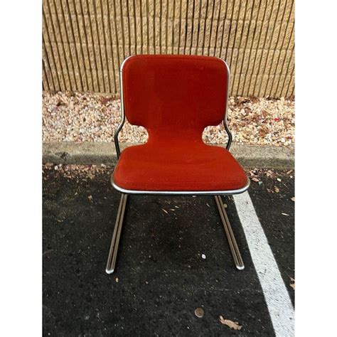 Late 20th Century Mid Century Chrome Base Red Red Wool Polyform