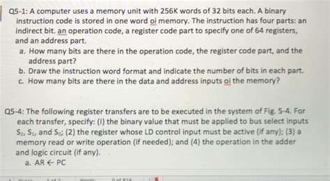 solved q5 1 a computer uses a memory unit with 256k words