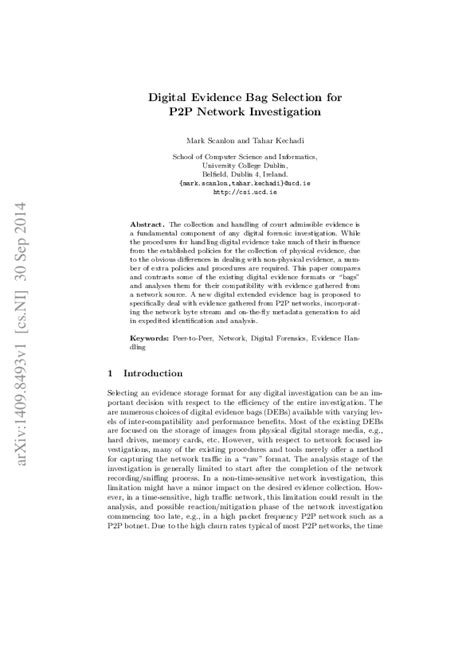 Pdf Digital Evidence Bag Selection For P2p Network Investigation