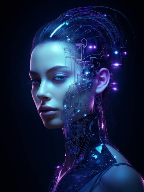 Premium Ai Image Lady Robot Female Digital Virtual Face Artificial Intelligence Ai Technology