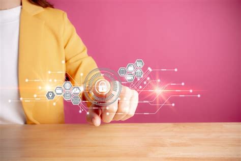 Business Woman In Suit Protecting Personal Data On Smartphone With