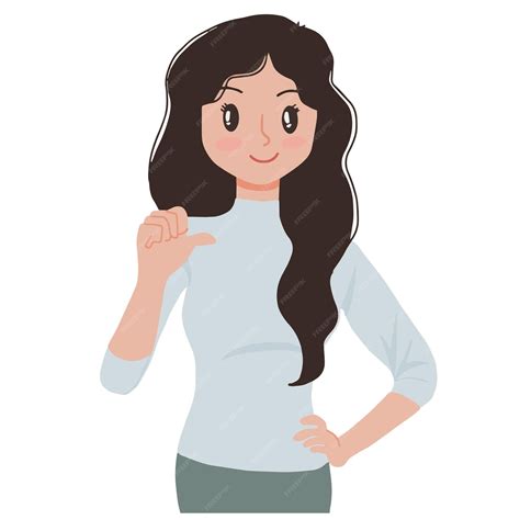 Premium Vector Illustration Of Young Woman Pointing At Her Self Vote