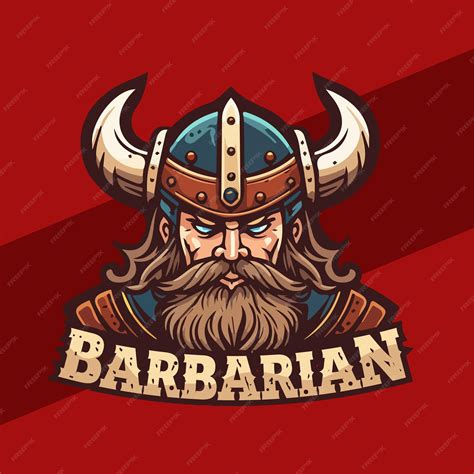 마스코트 스포츠 로고에 대한 헬멧 축 갑옷 그림 Esports 마스코트 그림을 가진 바이킹 남자 프리미엄 벡터