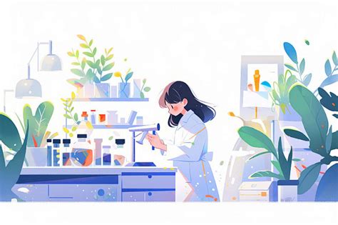 实验室中的科学家2d扁平风格儿童插画下载