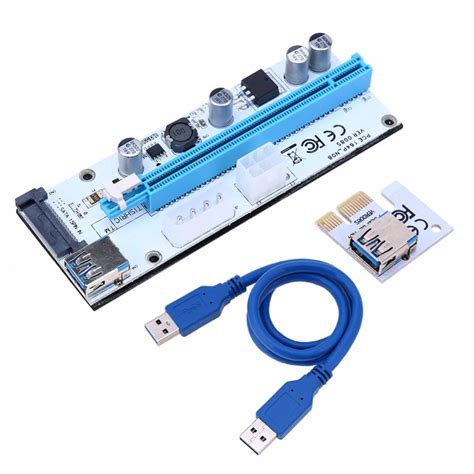 NEW 008S PCIE PCI Express Riser Card 1x To 16x SATA 15Pin 4Pin 6Pin