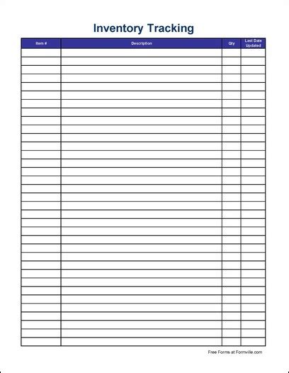 Free Printable Simple Inventory Sheets