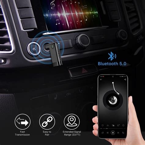 Адаптер за кола Bluetooth с жак Hittergem преносим Aux аудиоприемник за кола или всяко