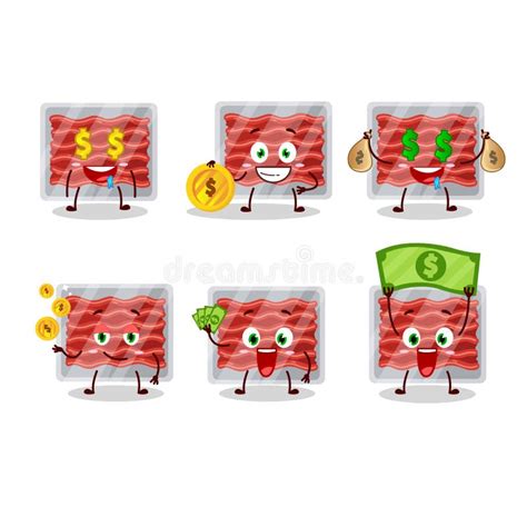 Ground Meat Cartoon Character With Cute Emoticon Bring Money Stock