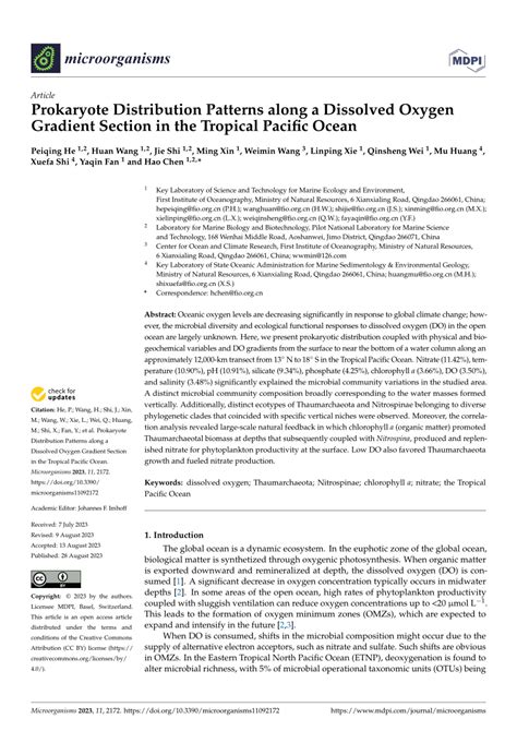 Pdf Prokaryote Distribution Patterns Along A Dissolved Oxygen