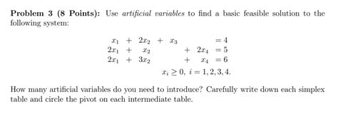 Solved Problem 3 8 Points Use Artificial Variables To