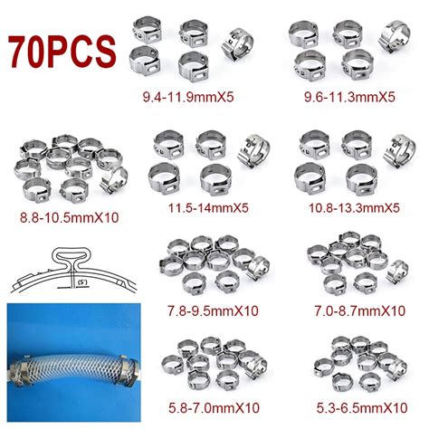 70pcs Single Ear Stepless Hose Clamps 5 3 14 0mm 3 Grandado