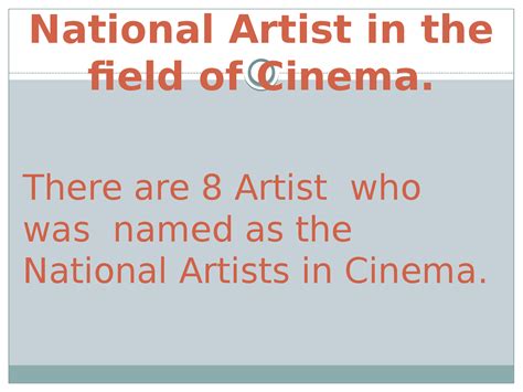 National Artist Field Of Cinema Lecture Notes Performing Arts Docsity