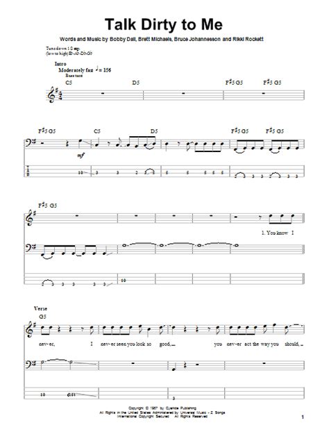 Talk Dirty To Me By Poison Bass Tab Guitar Instructor