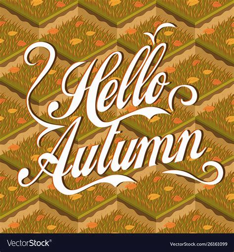 Hello Autumn Background With Grass Royalty Free Vector Image