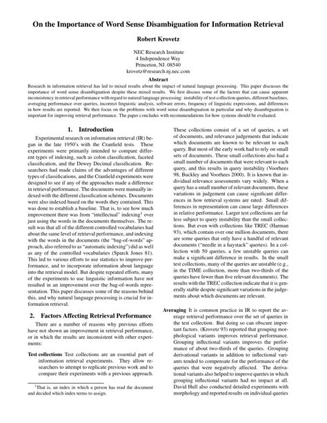 Pdf On The Importance Of Word Sense Disambiguation For Information Retrieval