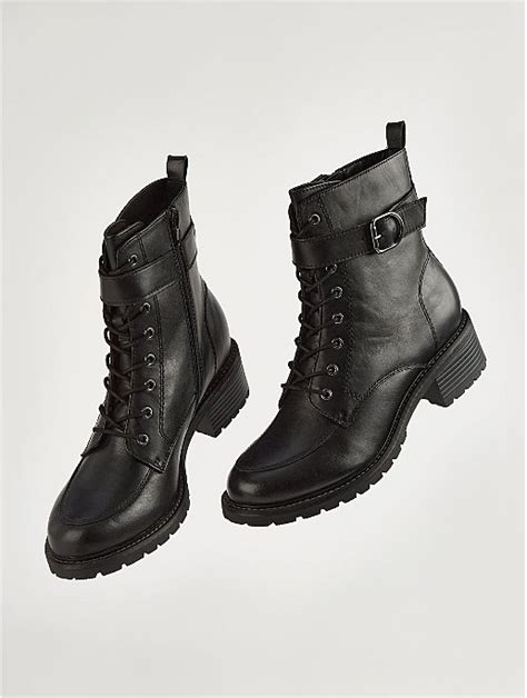 Black Leather Lace Up Ankle Boots Women George At Asda