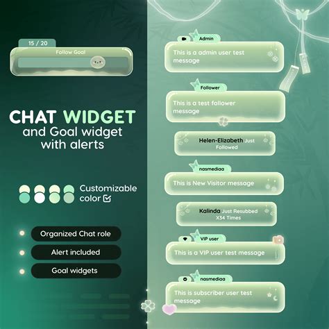 Cute Glassy Customisable Chat Widget Goal Widget Chat Box Event Widget