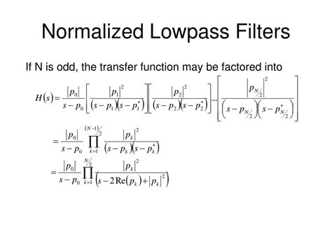 Ppt Normalized Lowpass Filters Powerpoint Presentation Free Download Id 858461