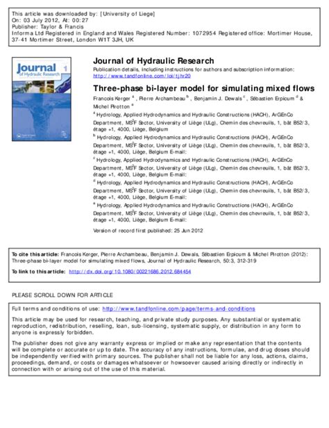 Pdf Three Phase Bi Layer Model For Simulating Mixed Flows