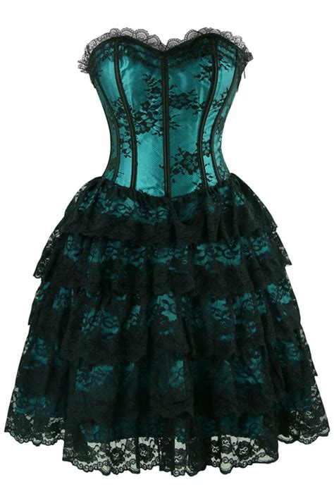 Atomic Dark Blue Floral Victorian Lace Corset Dress Xl Dark Blue