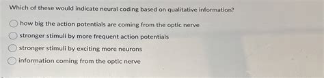 Solved Which Of These Would Indicate Neural Coding Based On Chegg