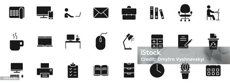 흰색으로 격리된 작업 공간 실루엣 벡터 아이콘입니다 웹 모바일 앱 Ui 디자인 및 인쇄를 위한 작업 영역 아이콘 설정 개체 그룹에 대한 스톡 벡터 아트 및 기타 이미지