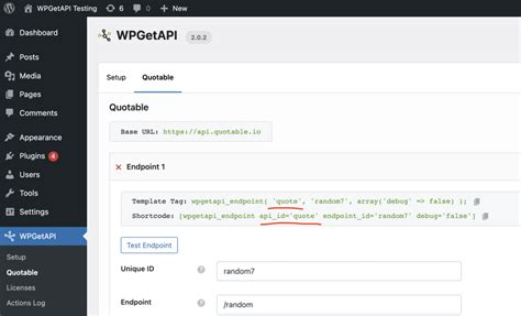 Setup Page Wpgetapi