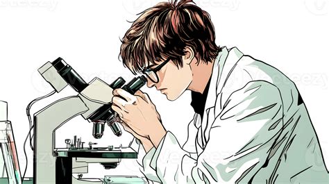 Scientist Observing Through Microscope In Laboratory Setting Detailed