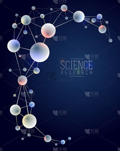 分子矢量插图，科学化学和物理主题抽象背景，微纳米科学技术主题，原子和微观粒子。