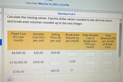 Solved Close Date Wed Dec 15 2021 11 59 PM Question 4 Of Chegg