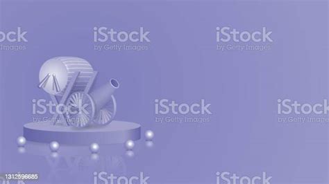 3d 라마단 카림 블루 파스텔 배경 이슬람 디자인 초승달 현실적인 3d 드럼과 대포 벡터 일러스트레이션 3차원 달 하늘에 대한