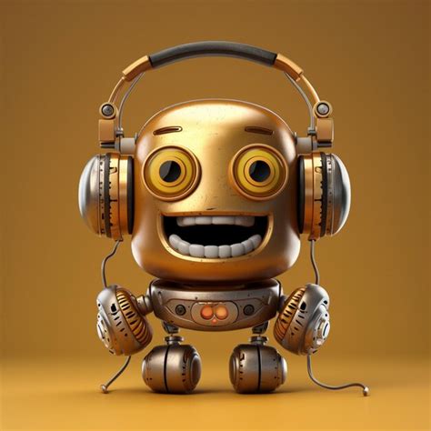 Premium Photo A Close Up Of A Robot With Headphones On And A