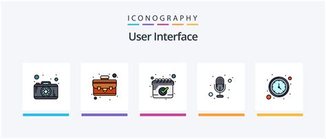 User Interface Line Filled 5 Icon Pack Including Support Headset Flash Shopping Online