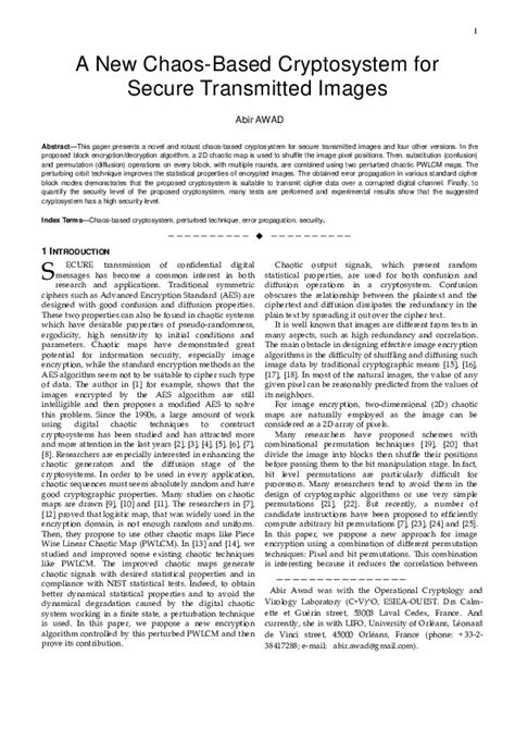 pdf a new chaos based cryptosystem for secure transmitted images