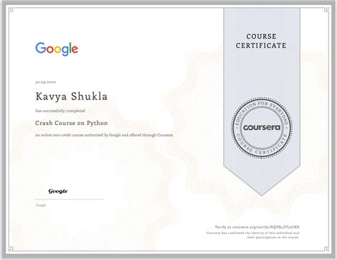 Kavya Shukla On Linkedin Successfully Completed Crash Course On Python