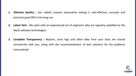 Ppt Robotic Process Automation Testing Services Calidad Infotech Powerpoint Presentation