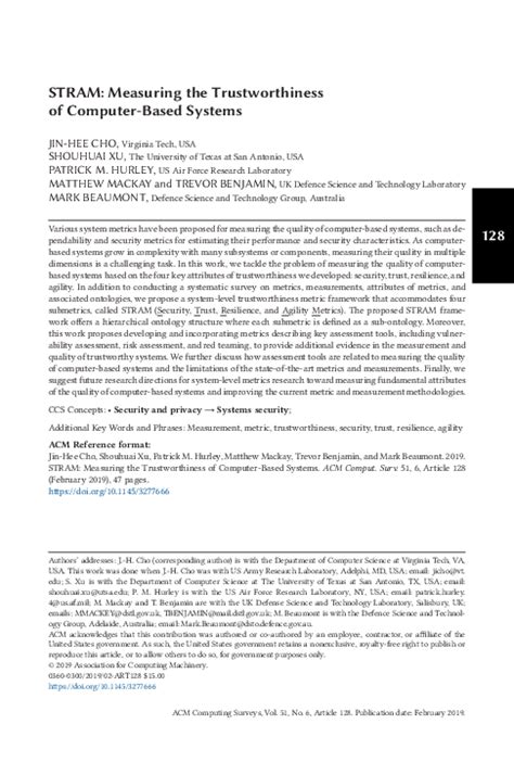 pdf stram measuring the trustworthiness of computer based systems