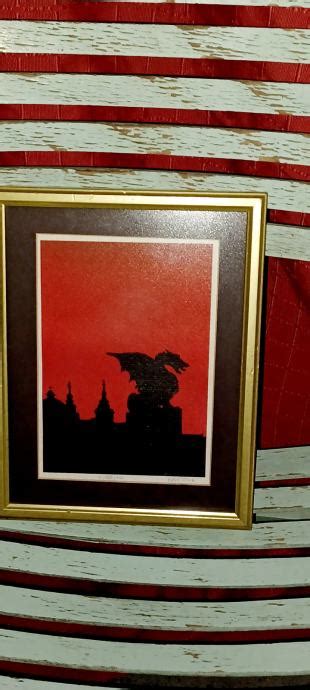 Slikar Kastelic Ljubljanski Zmaj 25 X 20 Cm