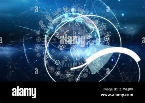 Digital Animation Of Futuristic Circles Moving Around 5G With
