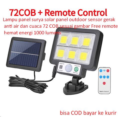 Lampu Panel Surya Solar Panel Outdoor Sensor Gerak Anti Air Dan Cuaca 72 Cob Sesuai Gambar Free